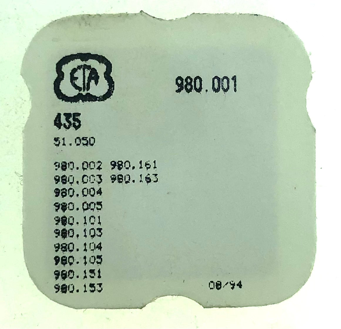 ETA Parts Ref. 51,050 (435) Cal. 980,002 Yoke Spring – Porto Vintage Parts